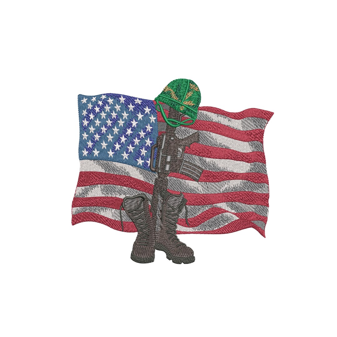 Memorial Day Boots and Rifle Embroidery Design (machine File Download ...