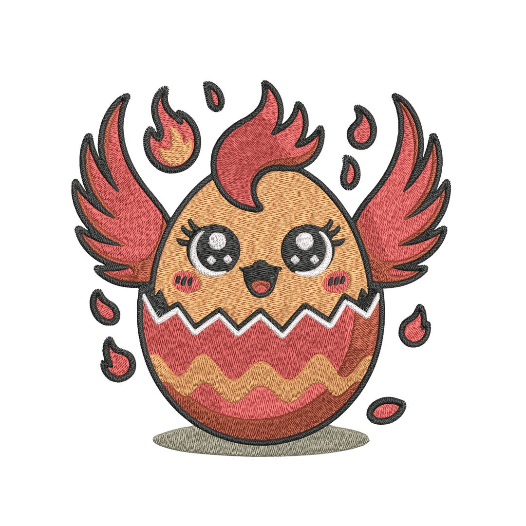 Flaming Chicken Embroidery Design: Machine Embroidery File (instant ...