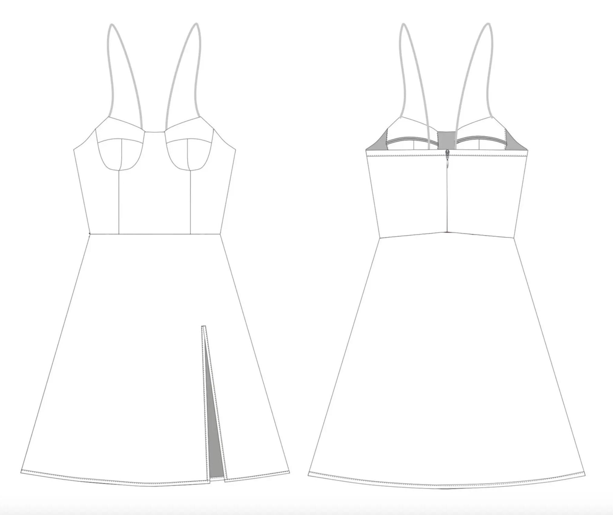 A Line Dress With Side Slit Pattern | Spaghetti Strap Dress | Thigh ...