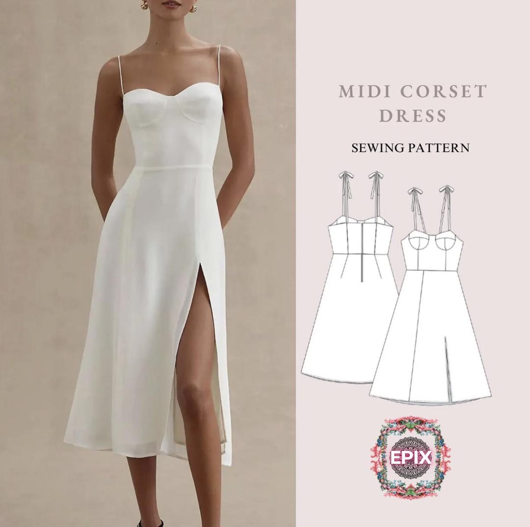 A Line Dress With Side Slit Pattern | Spaghetti Strap Dress | Thigh ...