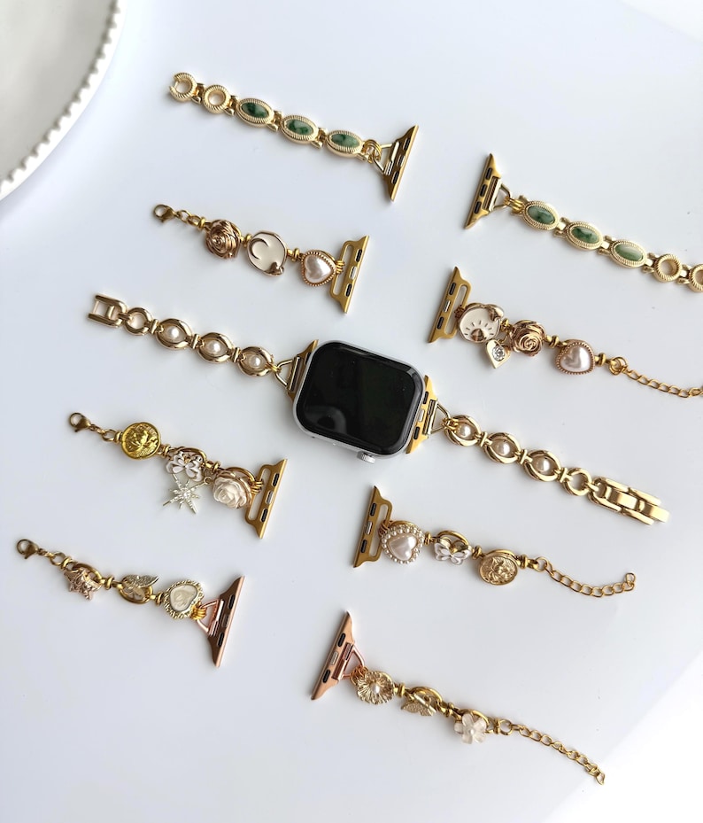 Vintage Charm Apple Watch Strap,gemstone Smartwatch Band,pearl Watch ...