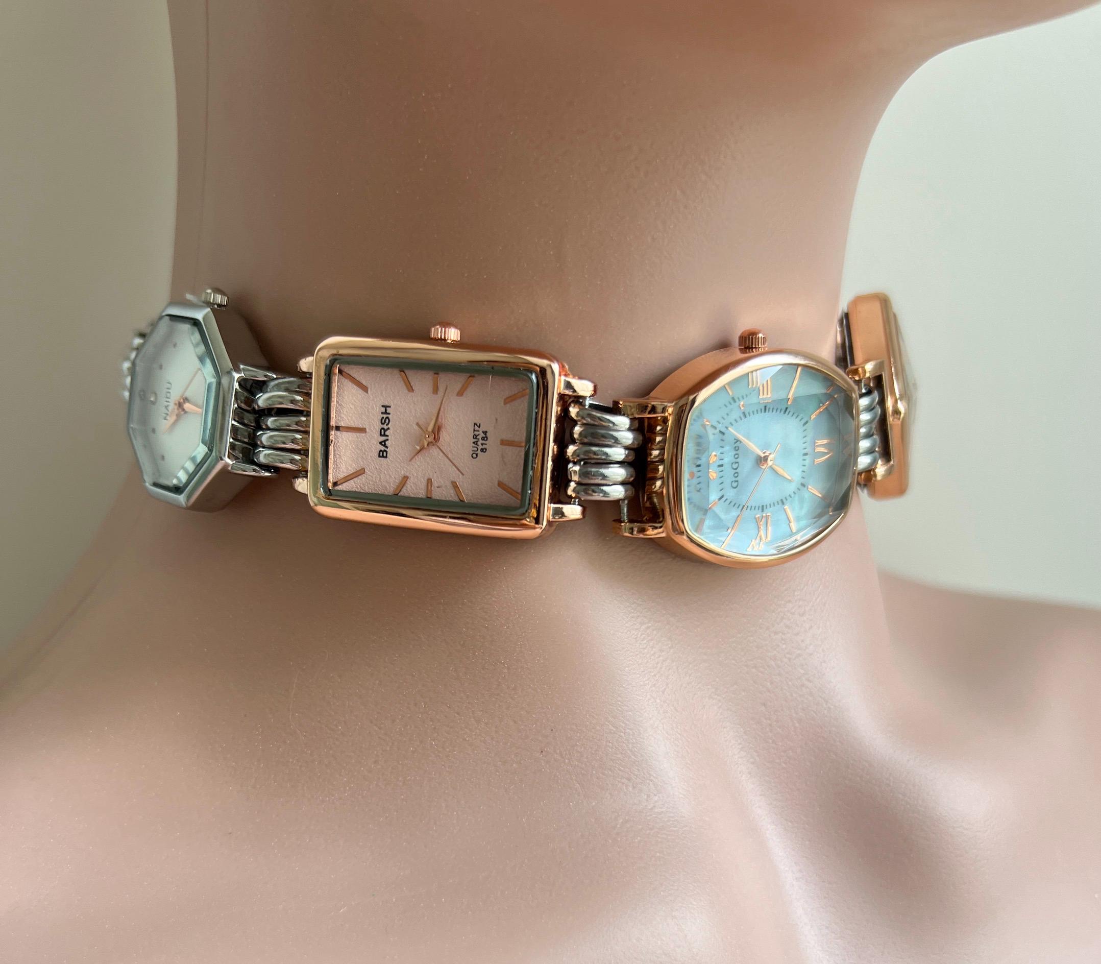 Pastel Macaron Color Watch - Blue Multi-watch Necklace, Y2K Charm Watch ...