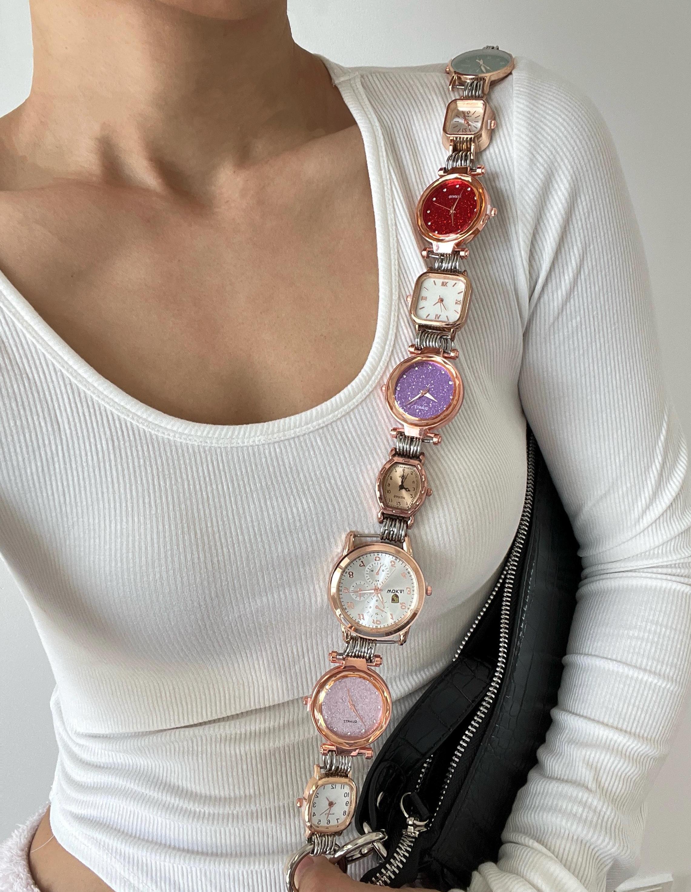 Pink Watch Bag Strap & Watch Belt , Green Red Watch Bag Strap, Clock ...