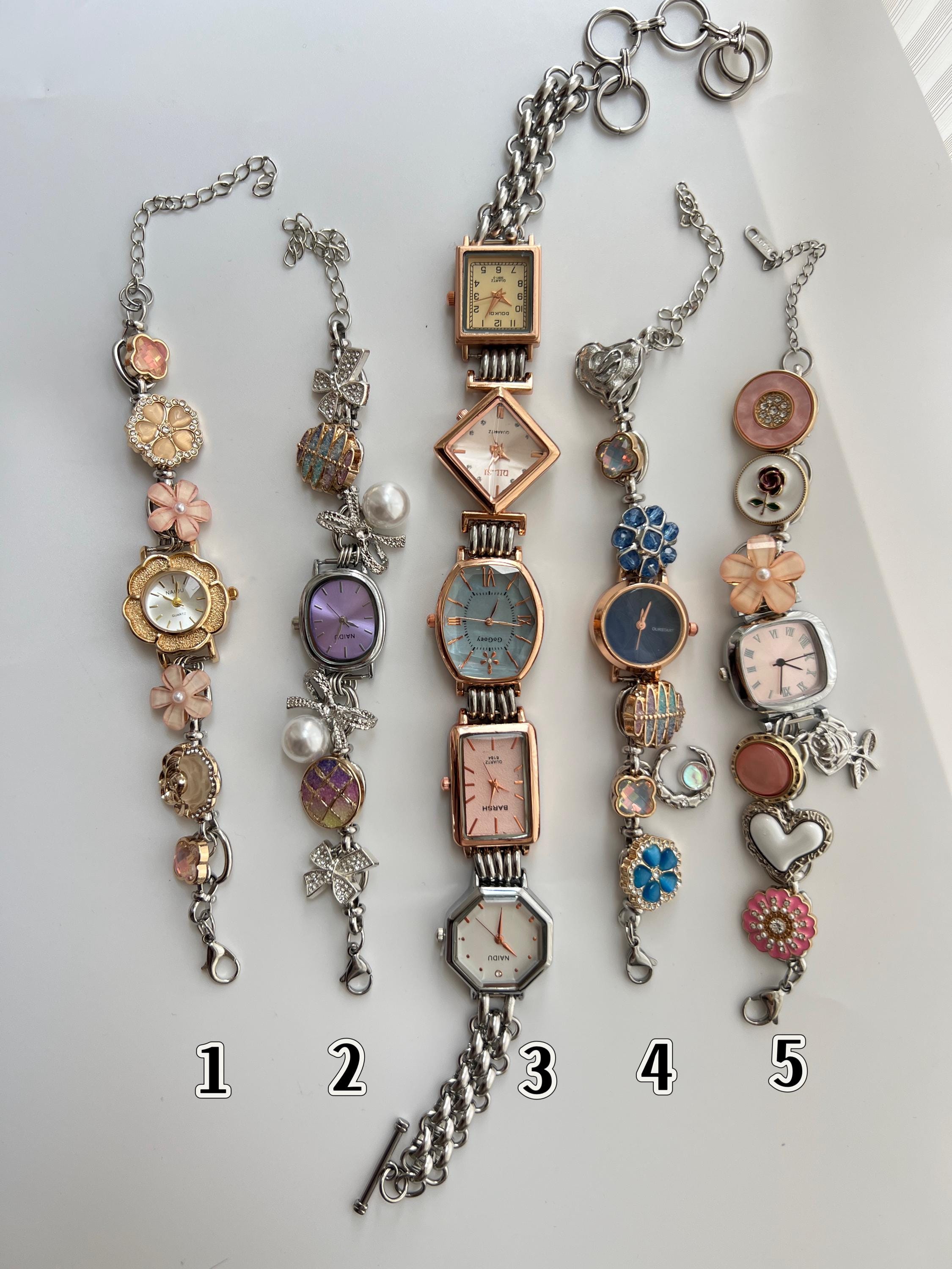 Pastel Macaron Color Watch - Blue Multi-watch Necklace, Y2K Charm Watch ...