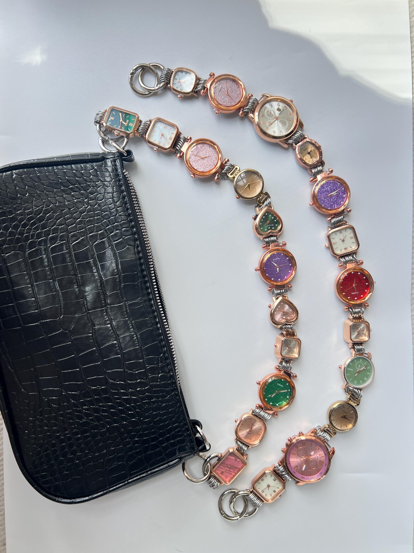 Pink Watch Bag Strap & Watch Belt , Green Red Watch Bag Strap, Clock ...