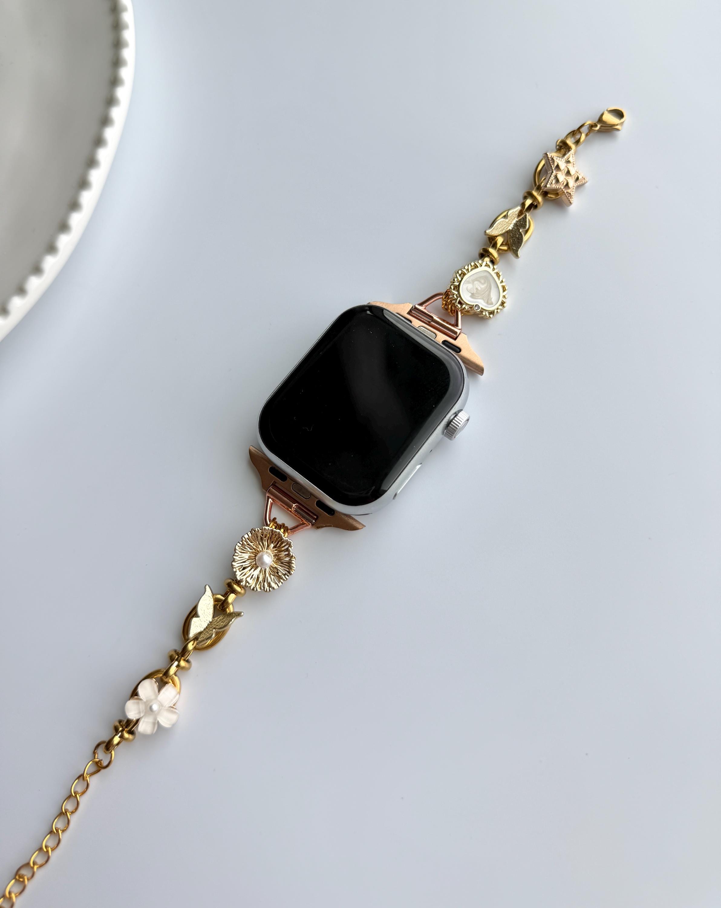 Vintage Charm Apple Watch Strap,gemstone Smartwatch Band,pearl Watch ...