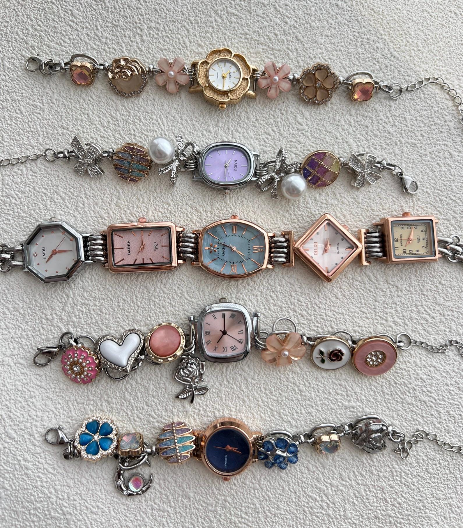 Pastel Macaron Color Watch - Blue Multi-watch Necklace, Y2K Charm Watch ...