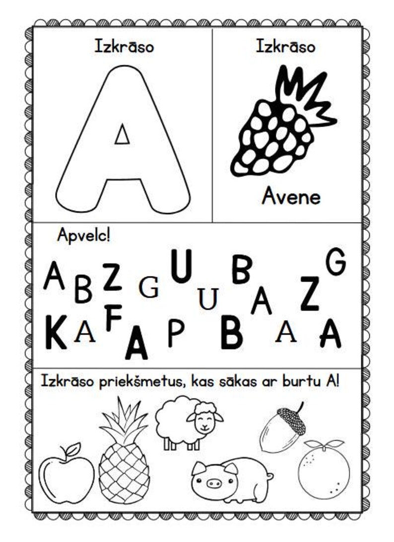 Alfabēta Darba Lapas Bērniem | Burtu Mācīšanās Pirmsskolas Vecuma ...