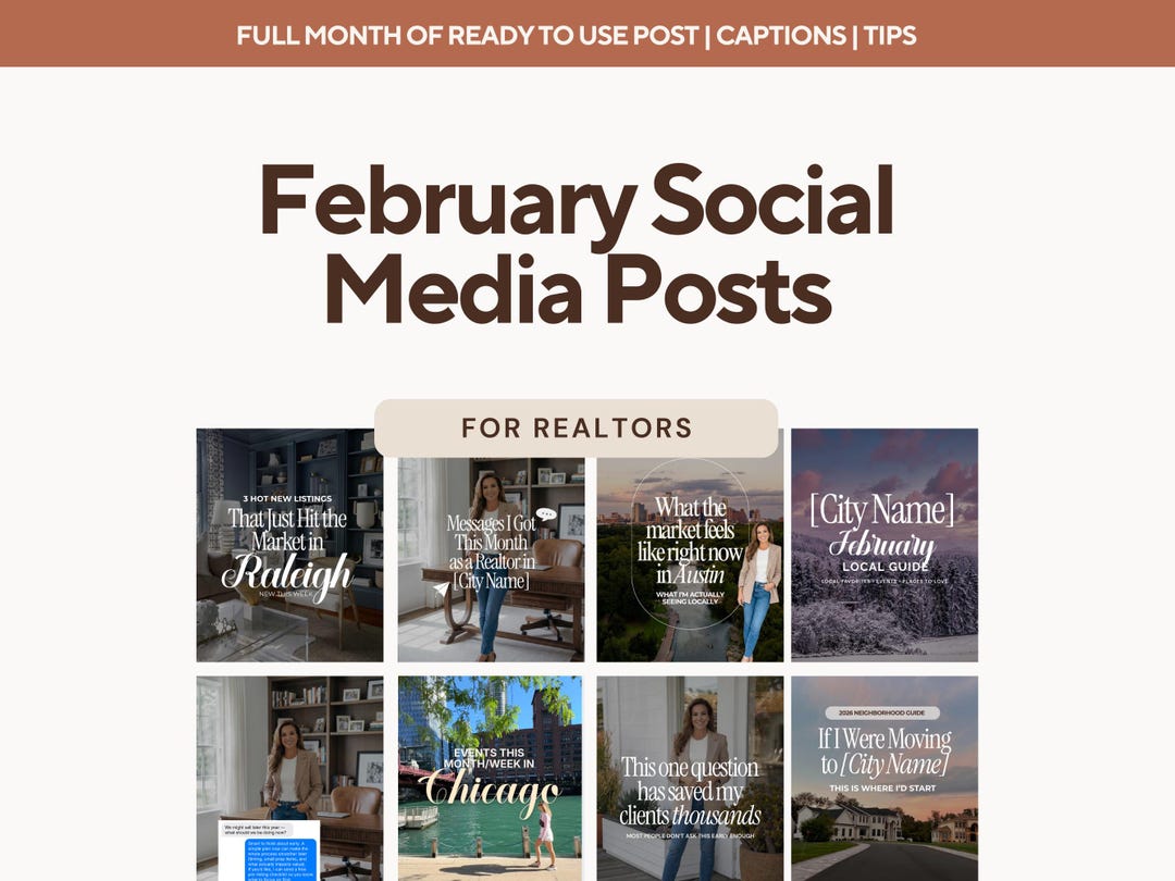 Real Estate February Social Media Calendar | Realtor Instagram Content ...