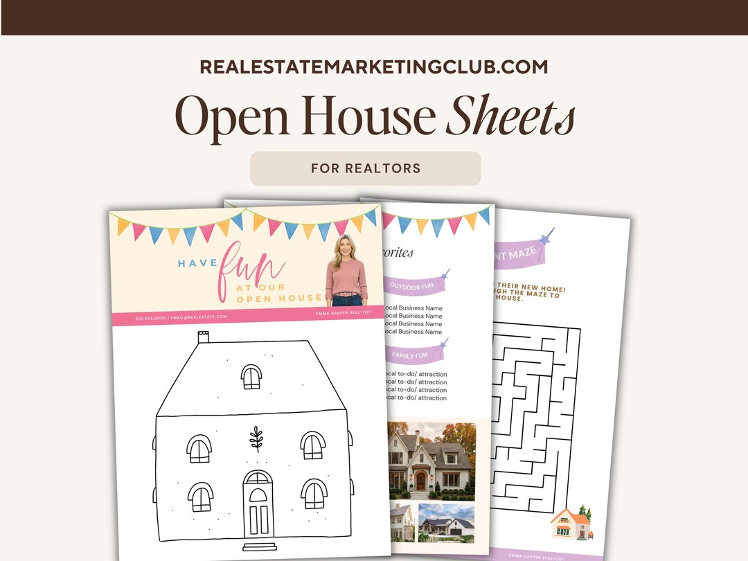 Realtor Open House Kids Activity Book | Printable Template - Etsy