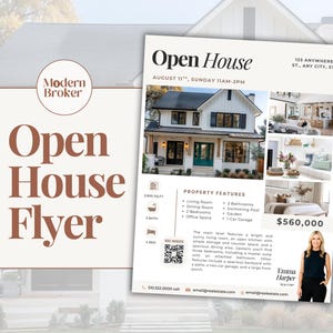 Modern Real Estate Open House Flyer Template – Editable Canva Design - Etsy