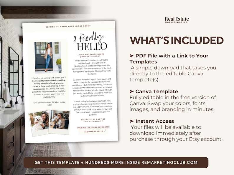 Real Estate Introduction Flyer Template – Editable Canva Front & Back ...