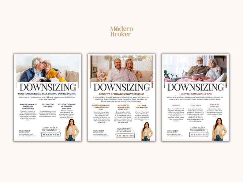 Downsizing Flyers for Seniors | 3 Real Estate Templates | Editable ...