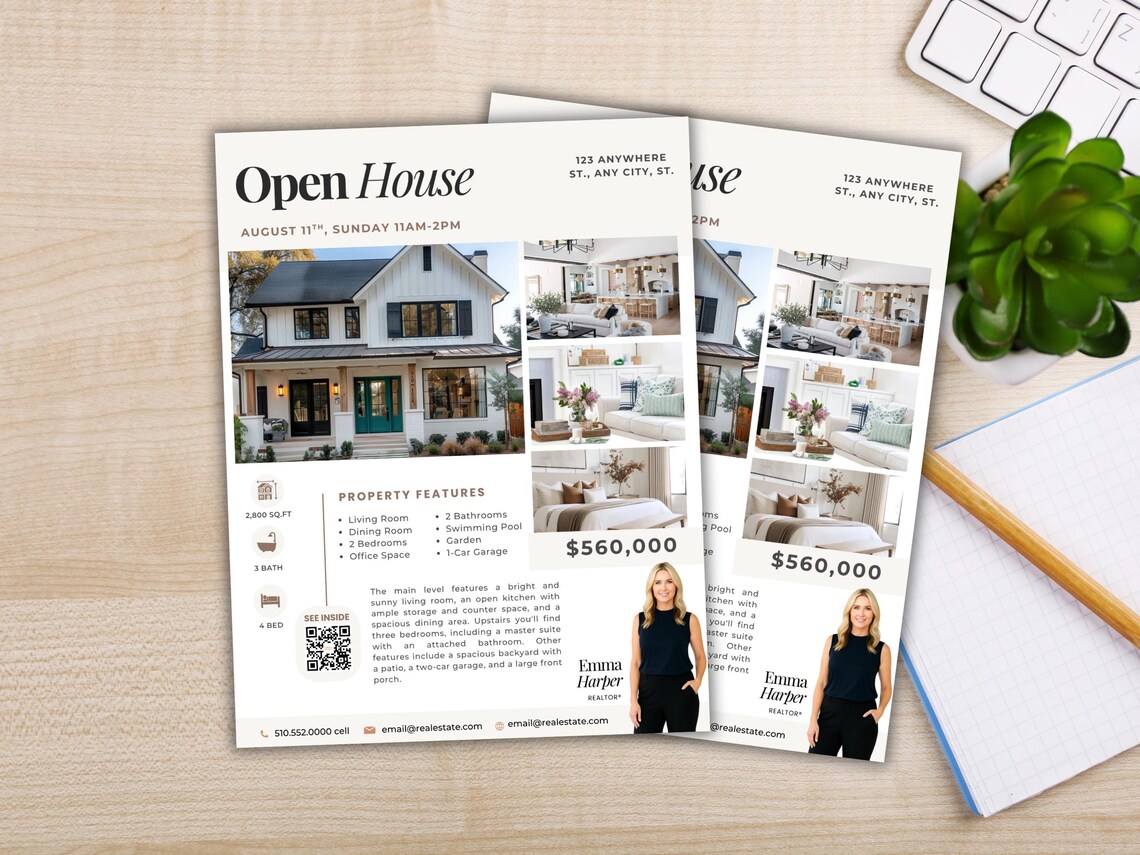 Modern Real Estate Open House Flyer Template – Editable Canva Design - Etsy