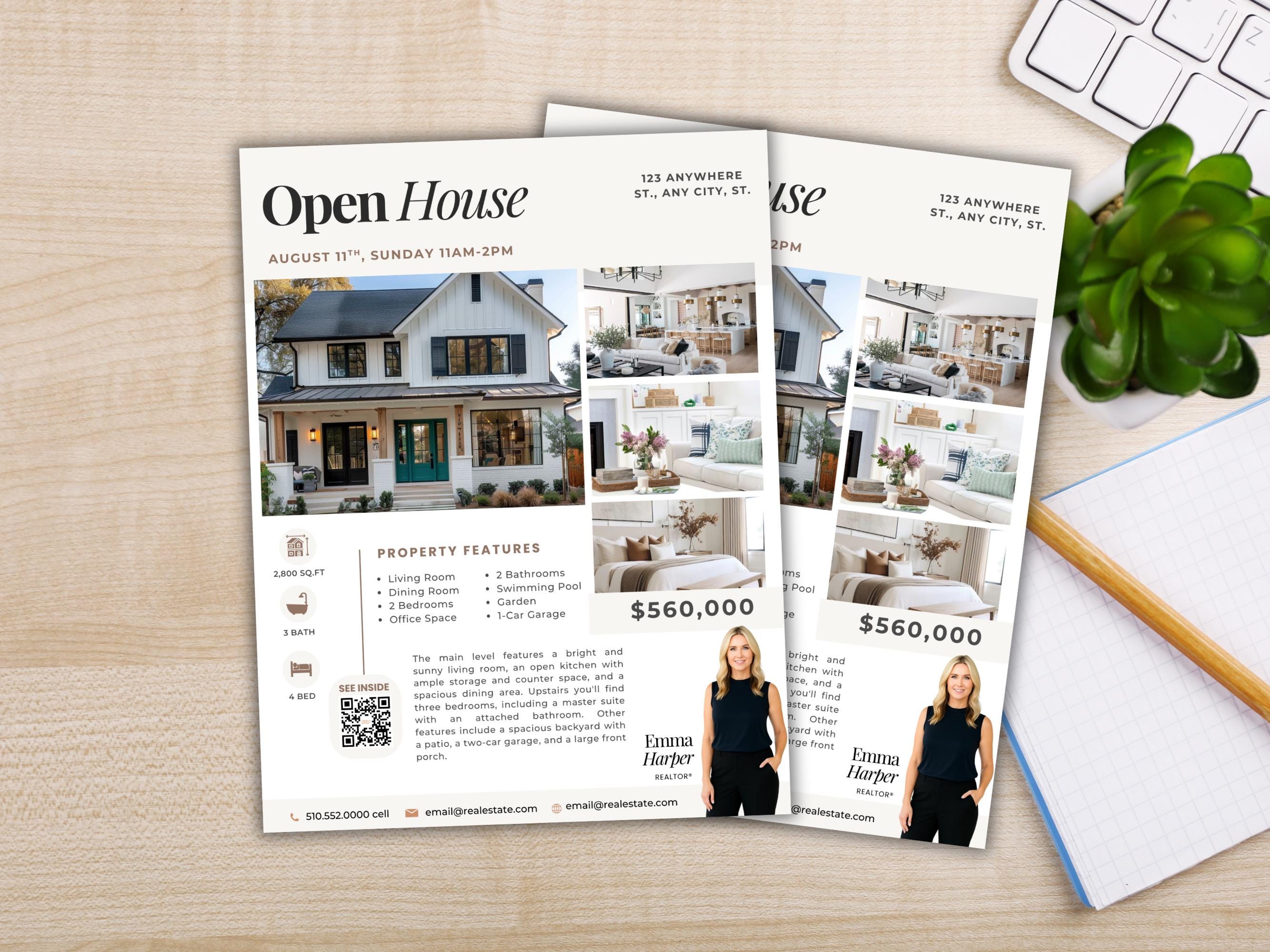 Modern Real Estate Open House Flyer Template – Editable Canva Design - Etsy