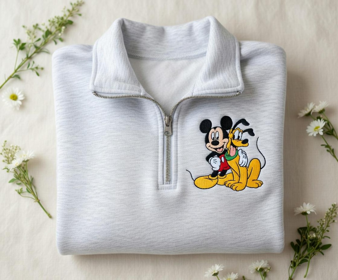 Vintage Mickey Mouse Pluto Best Friends Embroidered Sweatshirt Cute ...