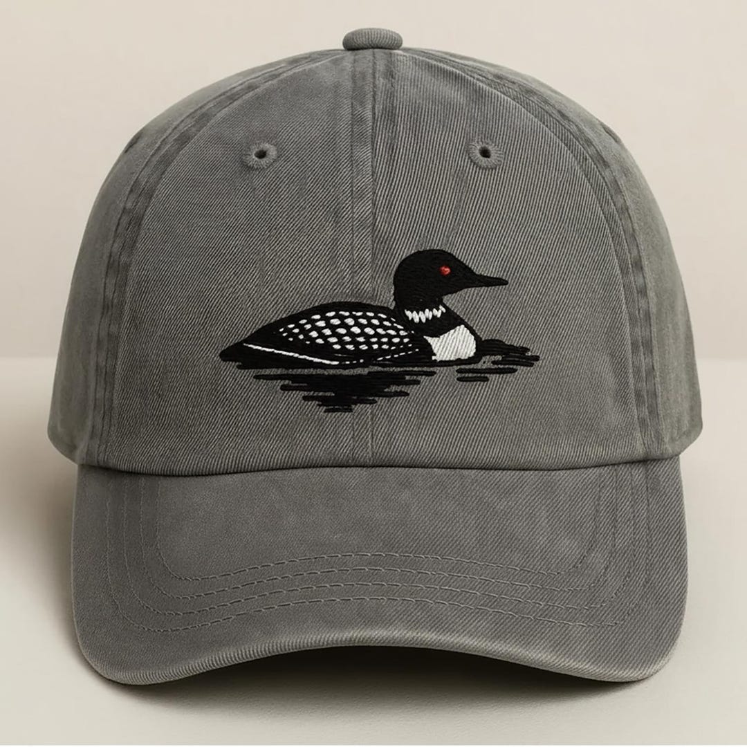 Embroidered Loon Bird Dad Hat With Waterfowl Nature Design, Adjustable ...
