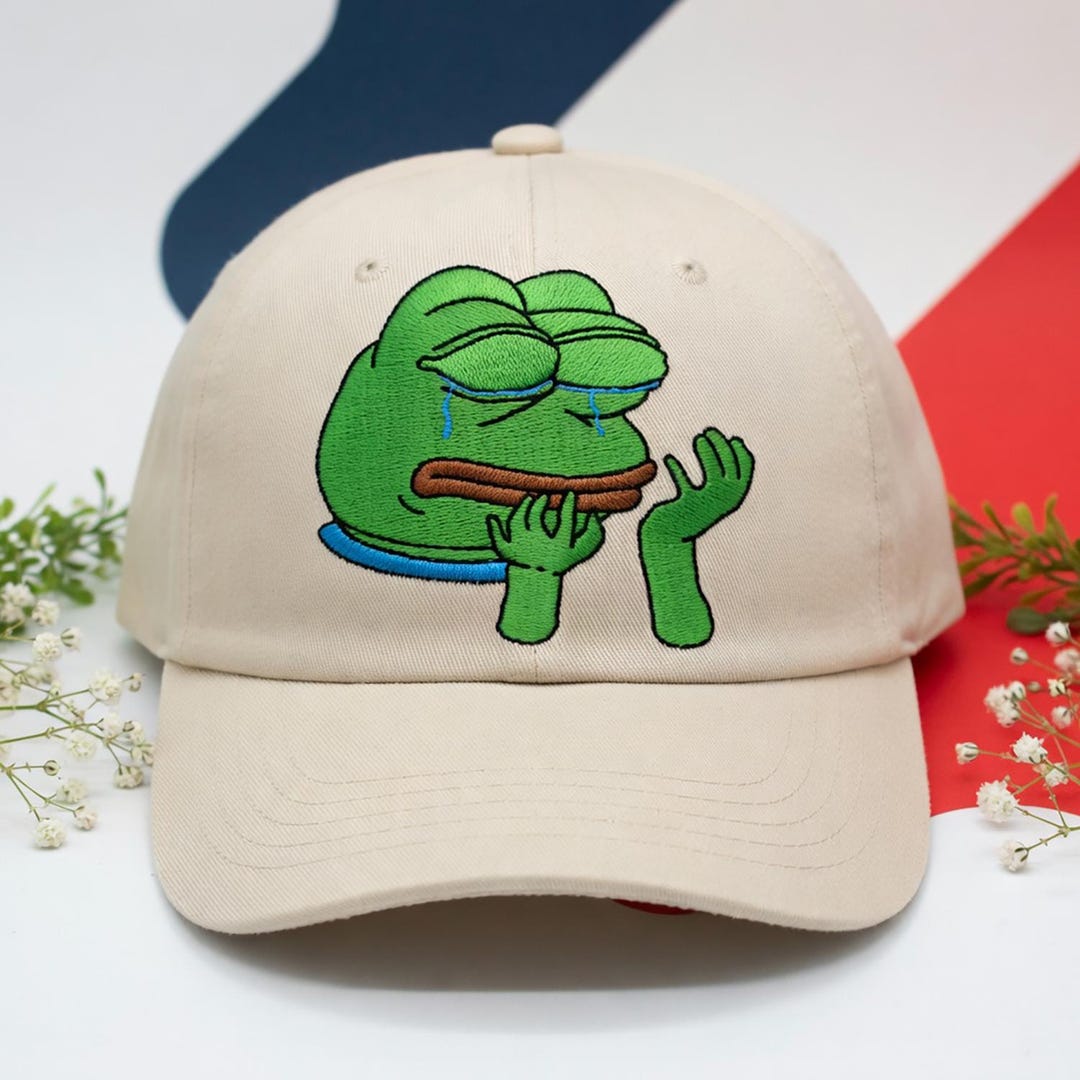 Crying Frog Meme Hat Sad Pepe Frog Cap Embroidered Funny Meme Dad Hat ...