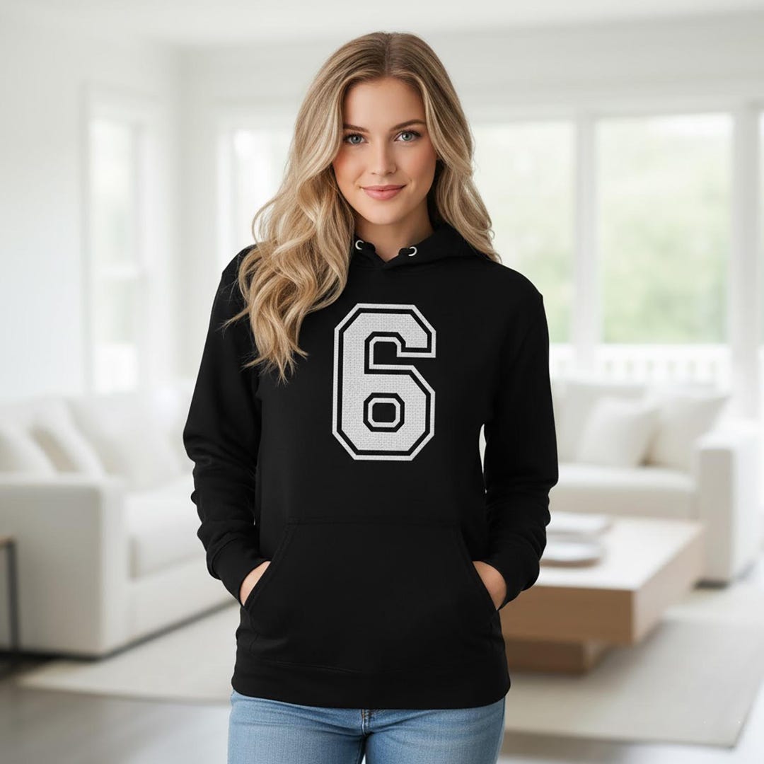 Number 6 Embroidered Shirt Varsity Style Sports Jersey Tee Sixth ...