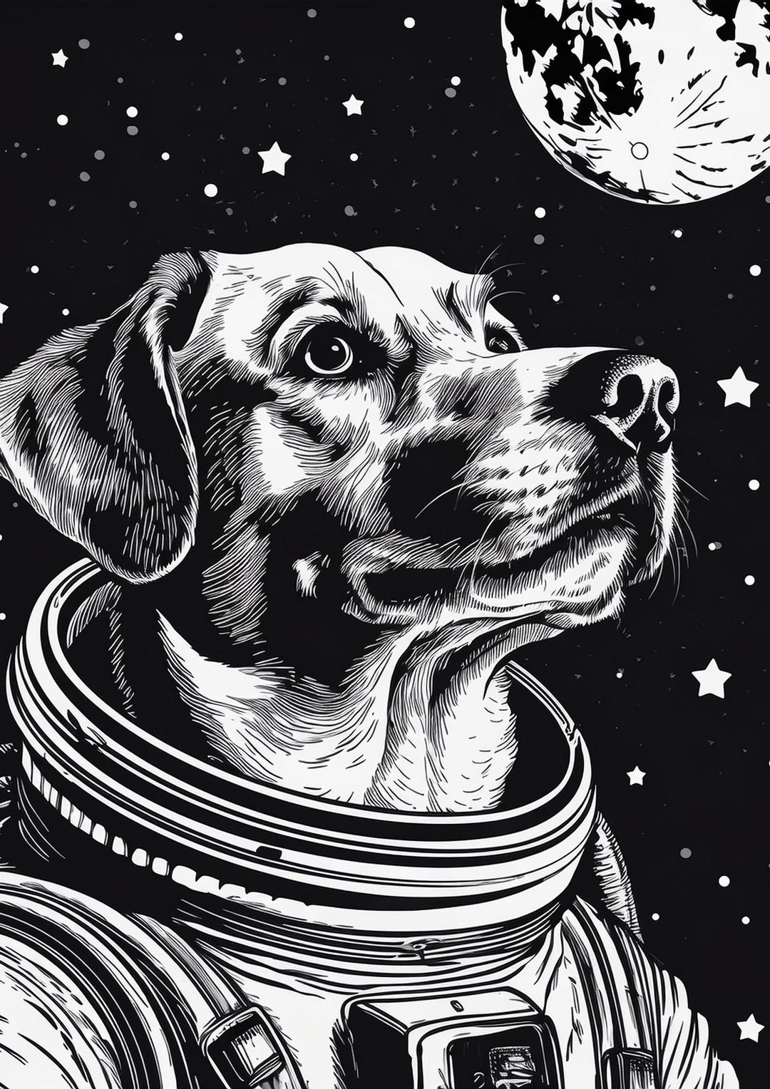 Retro Space Dog | Printable Poster Design - Etsy