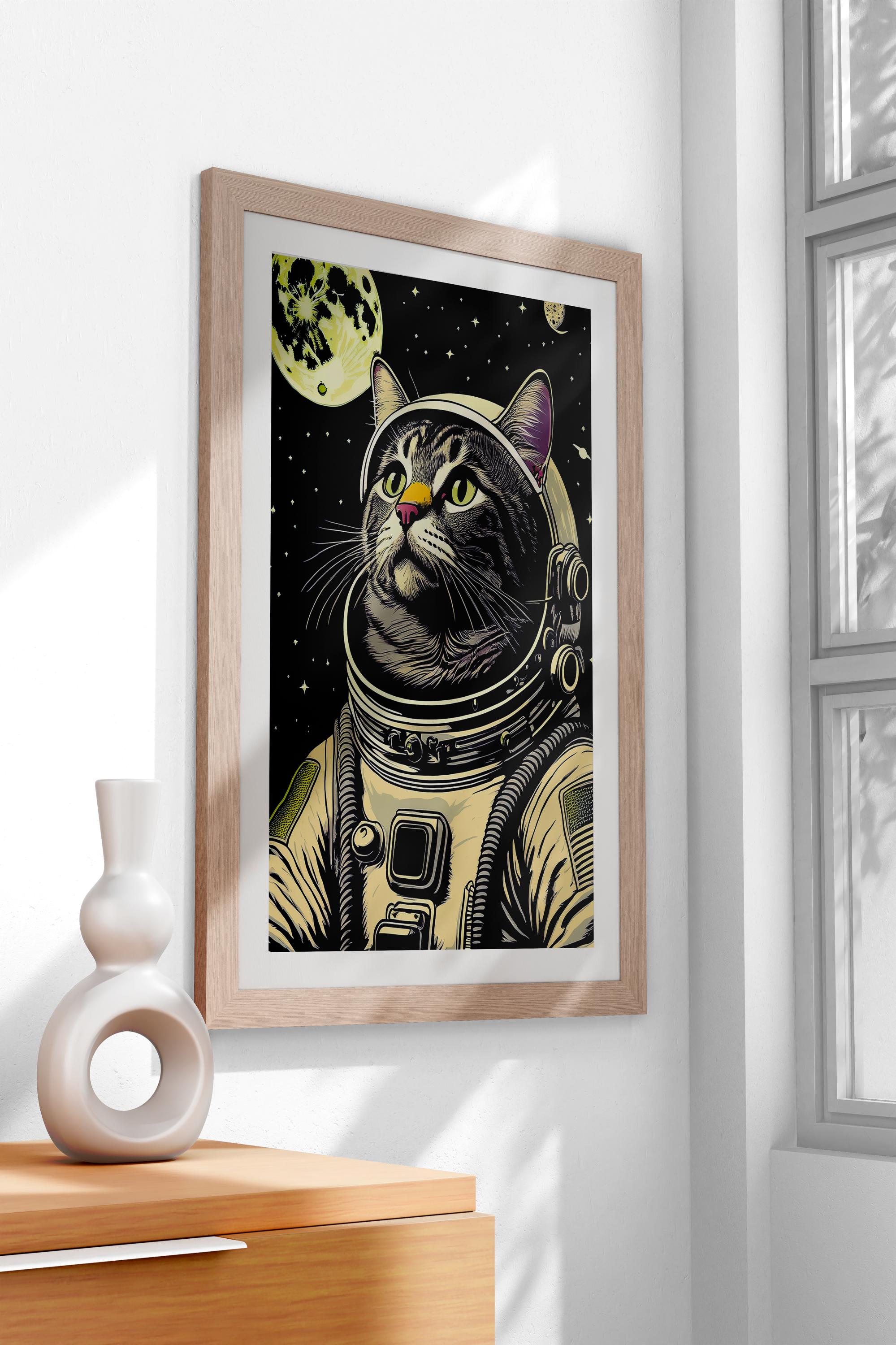Retro Space Cat | Printable Poster Design - Etsy