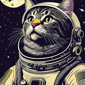 Retro Space Cat | Printable Poster Design - Etsy