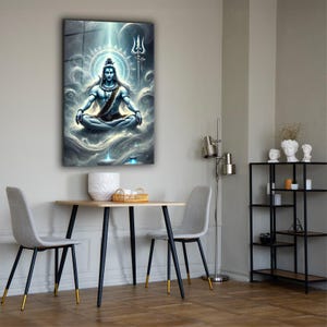 Lord Shiva Glass Wall Art, God Shiva Tempered Glass Wall Decor, Praying ...