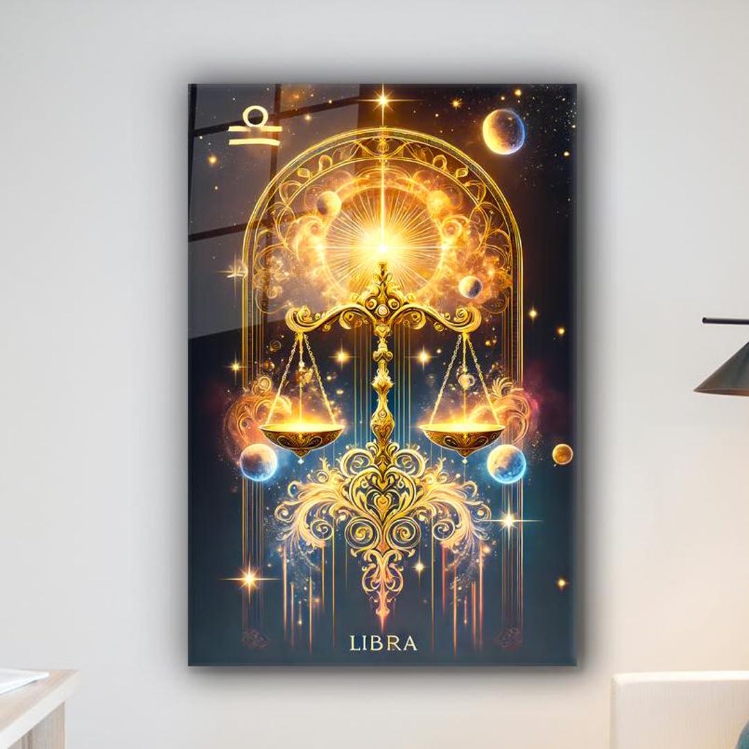 Libra Zodiac Glass Wall Art, Libra Tempered Glass Wall Decor, Libra ...