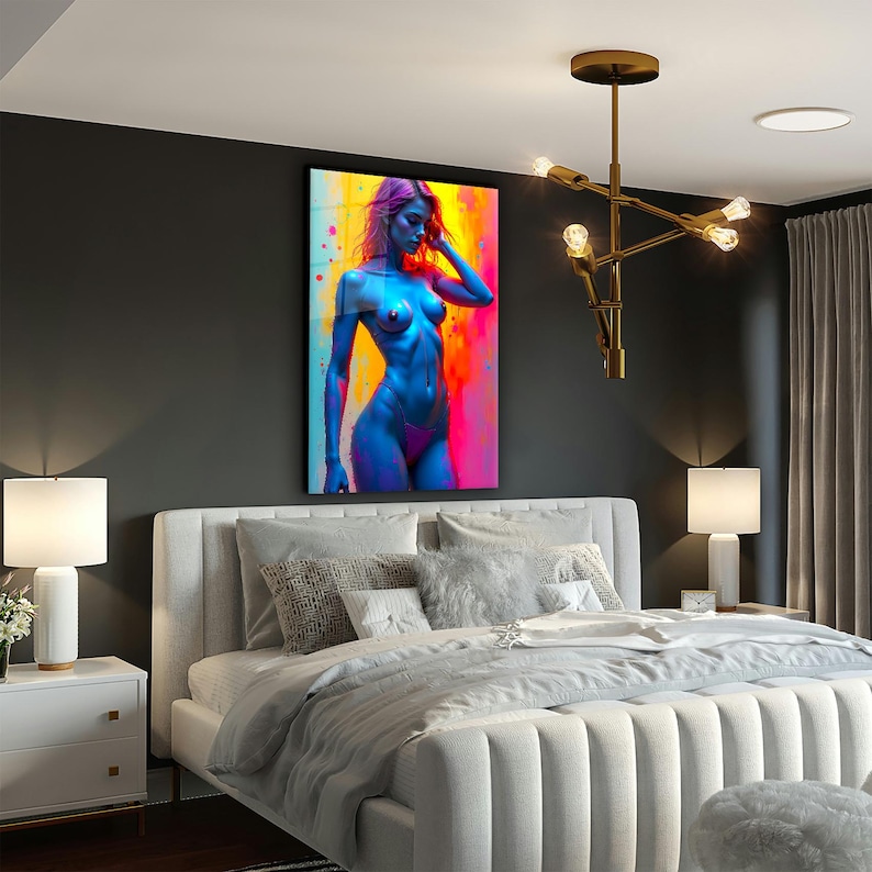 Colorful Abstract Woman Wall Art, Modern Feminine Wall Decor, Vibrant ...