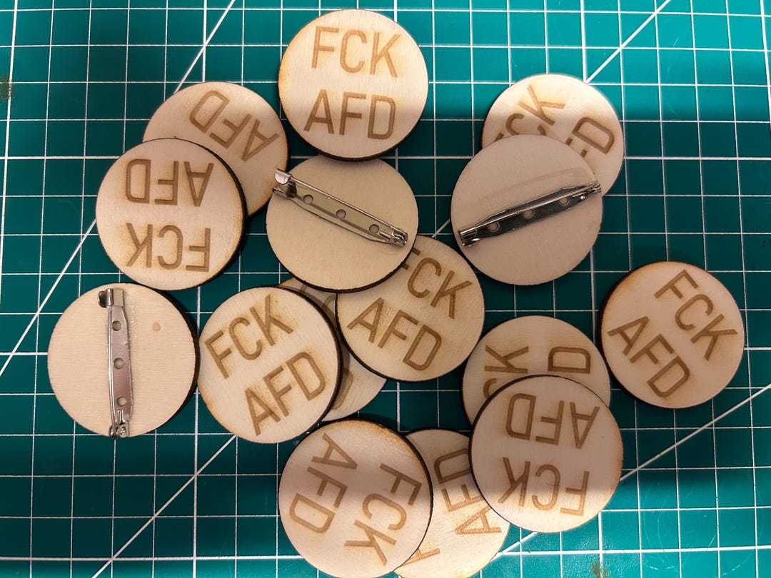 FCK AFD | Button | Pin | Large | Wood | Laser-cut - Etsy