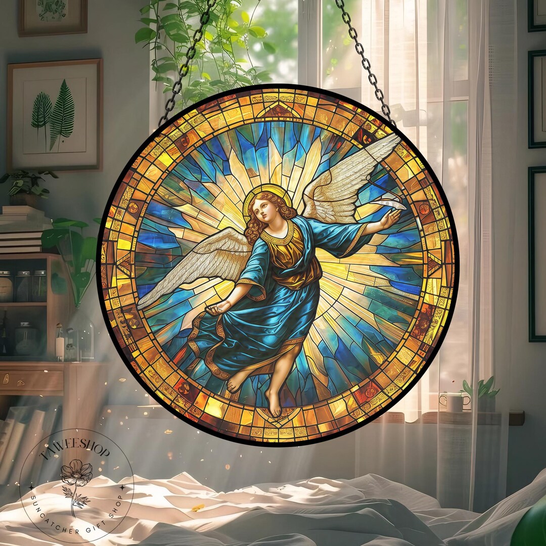 Christmas Angel Stained Glass Suncatcher,personalized Glass Art,elegant ...