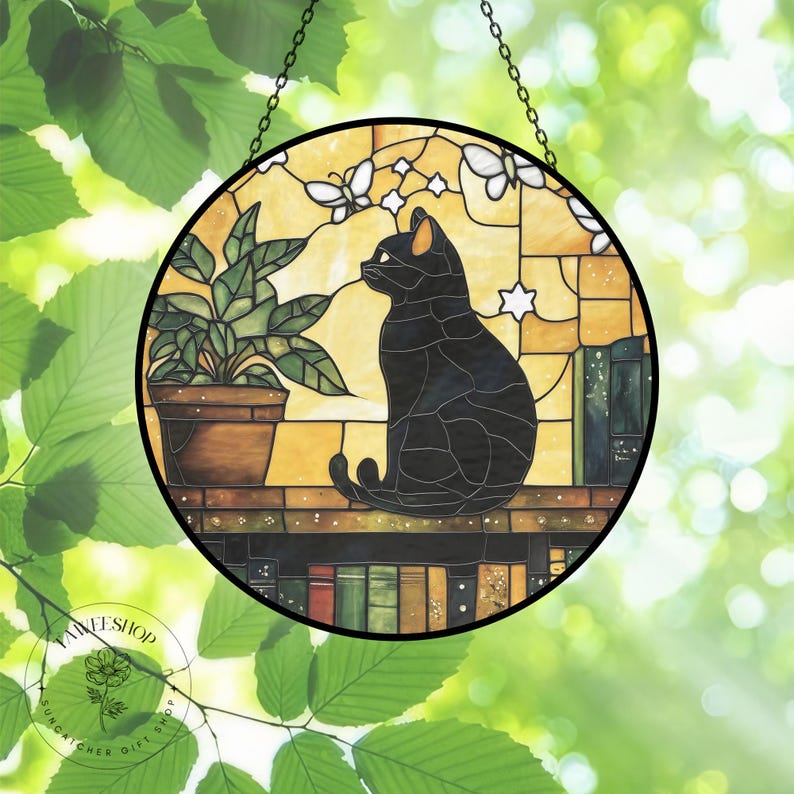 Elegant Cat Stained Glass Patterns Pictures