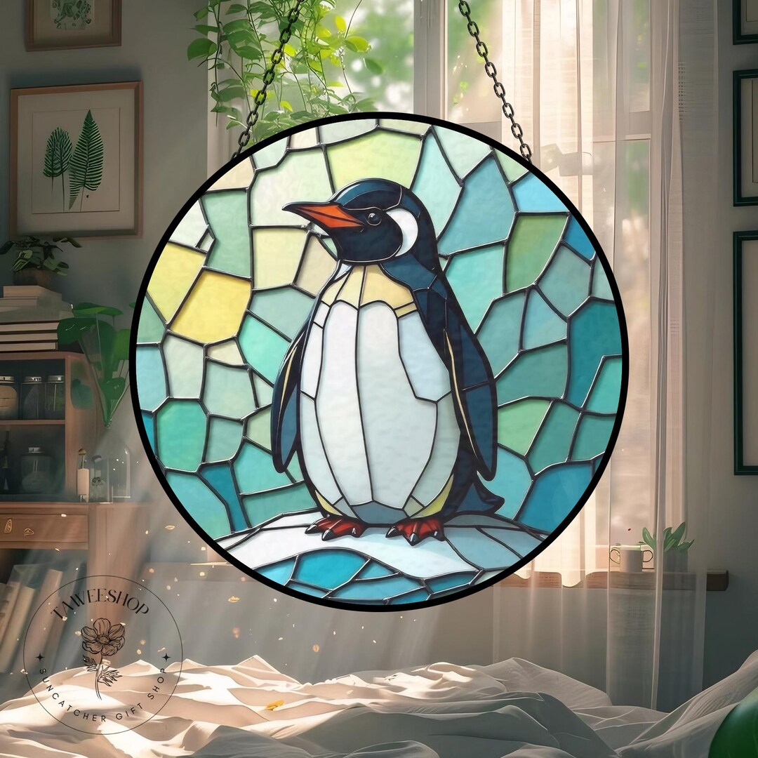 Penguin Stained Glass Suncatcher,creative Decorative Gift,elegant ...
