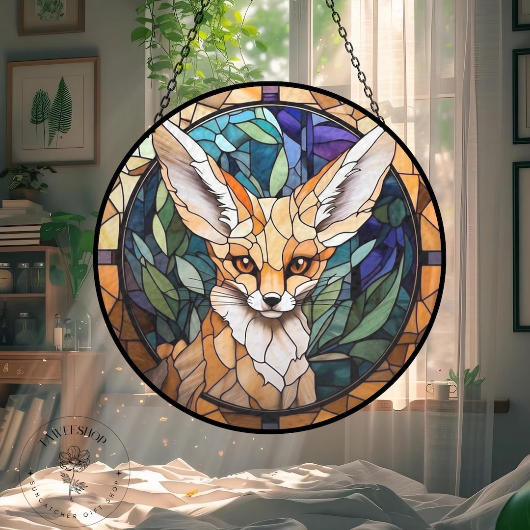 Delicate Fennec Fox Stained Glass Suncatcher,personalized Glass Art ...