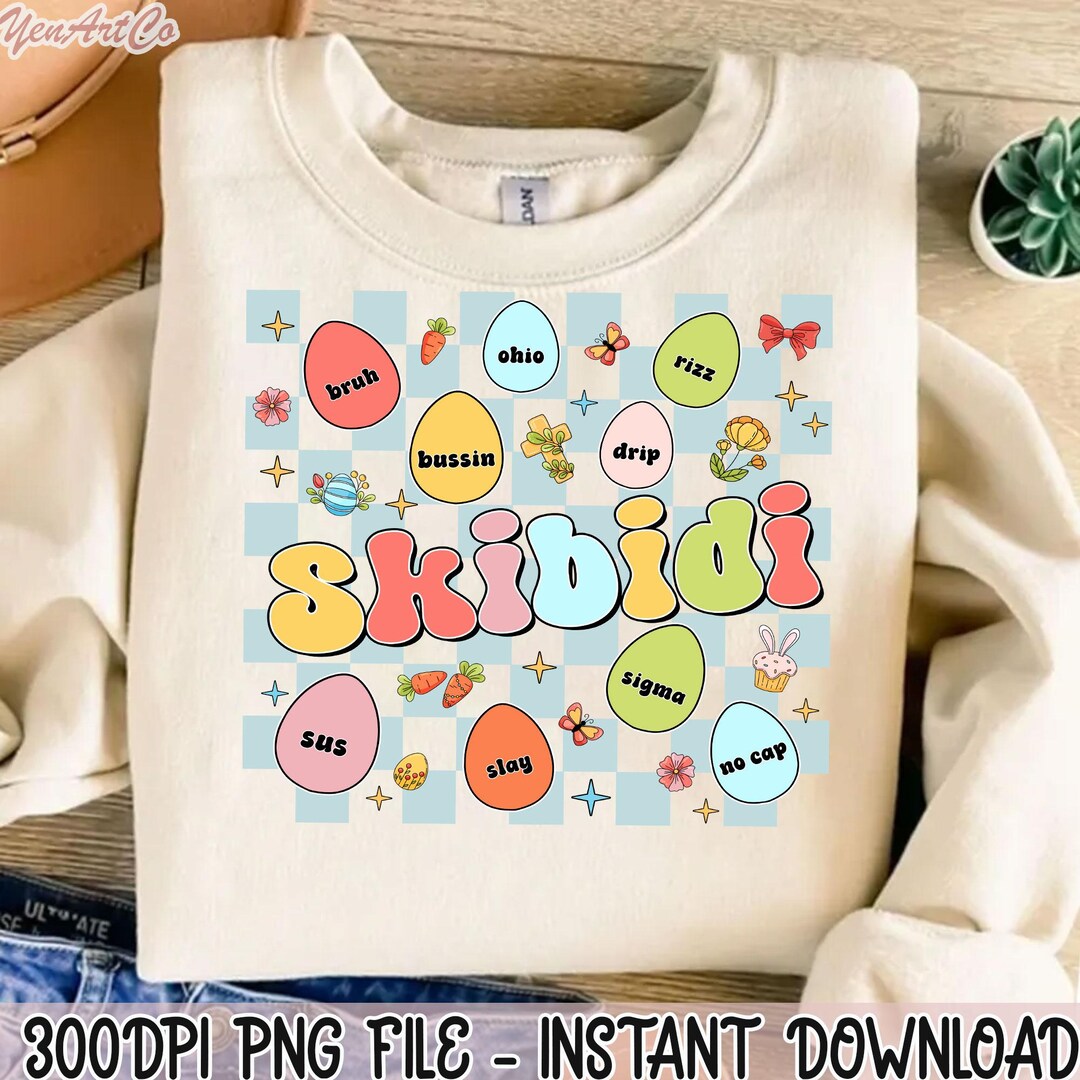 Skibidi Easter Png, Gen Alpha Slang Easter Png, Easter Eggs Png, Funny ...