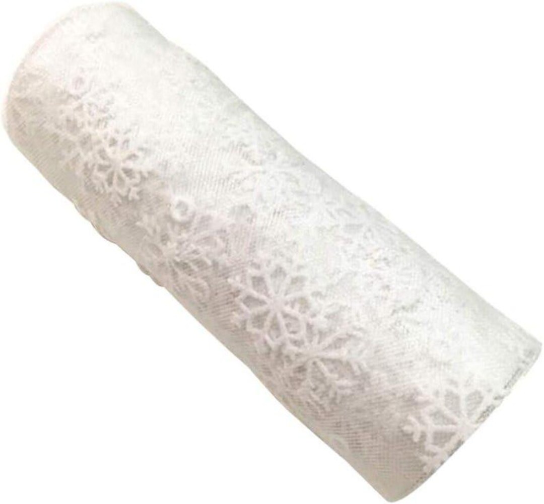 Christmas Snowflake Tulle Roll Glittering Organza Gauze Ribbon 15cm ...