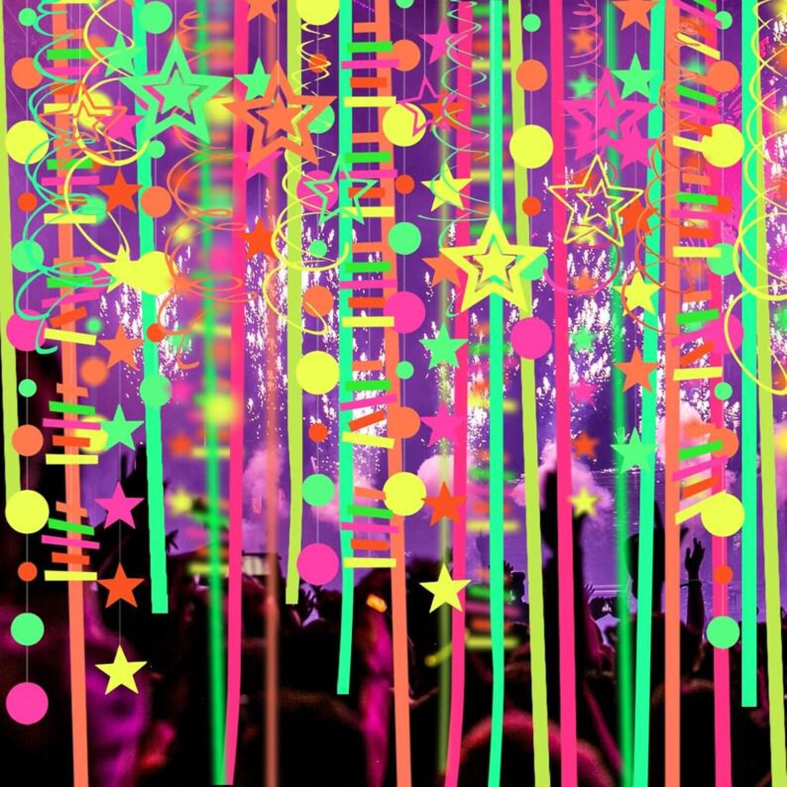508 Feet Crepe Paper Neon Streamers Glow in the Dark Party Supplies and ...