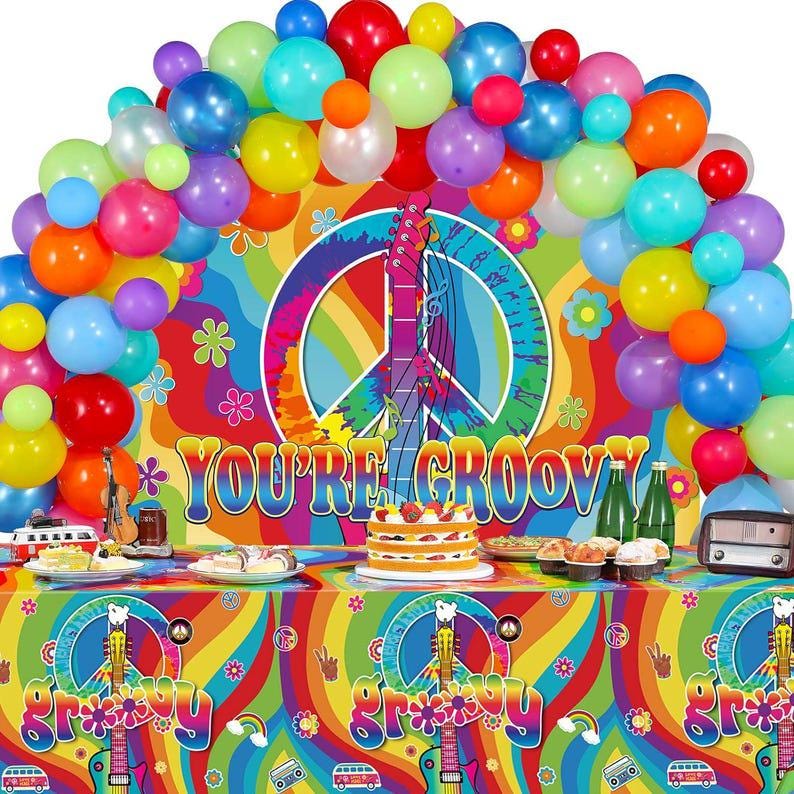 60's Party Decorations Groovy Hippie Party Decorations 60s Backdrop ...
