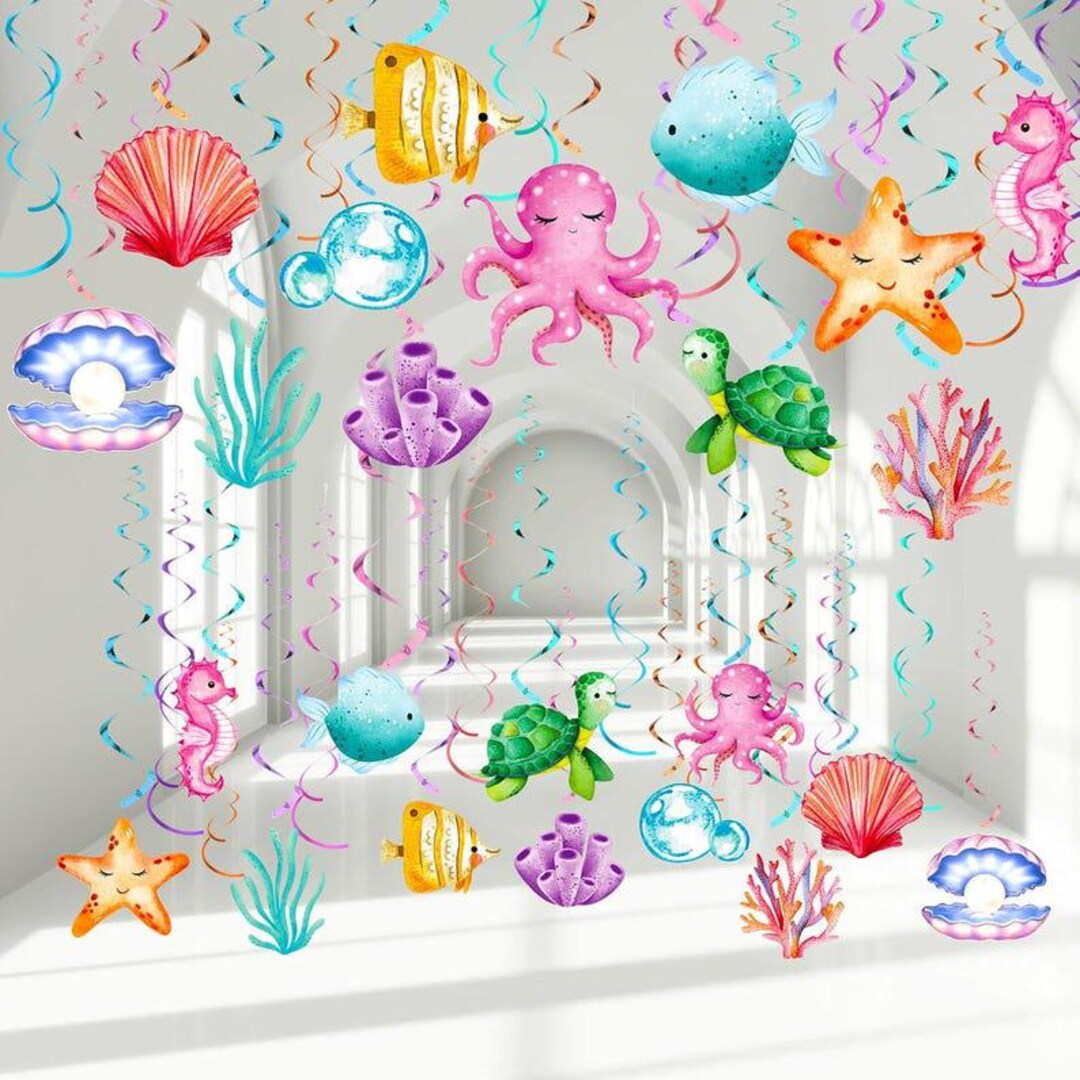 Ocean Sea Party Hanging Decorations Ocean Party Hanging Swirls Ocean ...