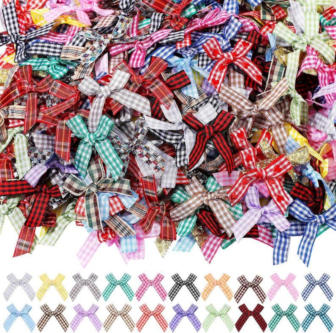 300 Mini Ribbon Craft Bows, Small Multicolor DIY Craft Tiny Satin Bows ...
