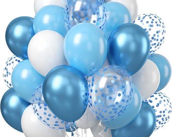 Blue and White Balloons 12 Inch Light Blue White Latex Party Balloon ...