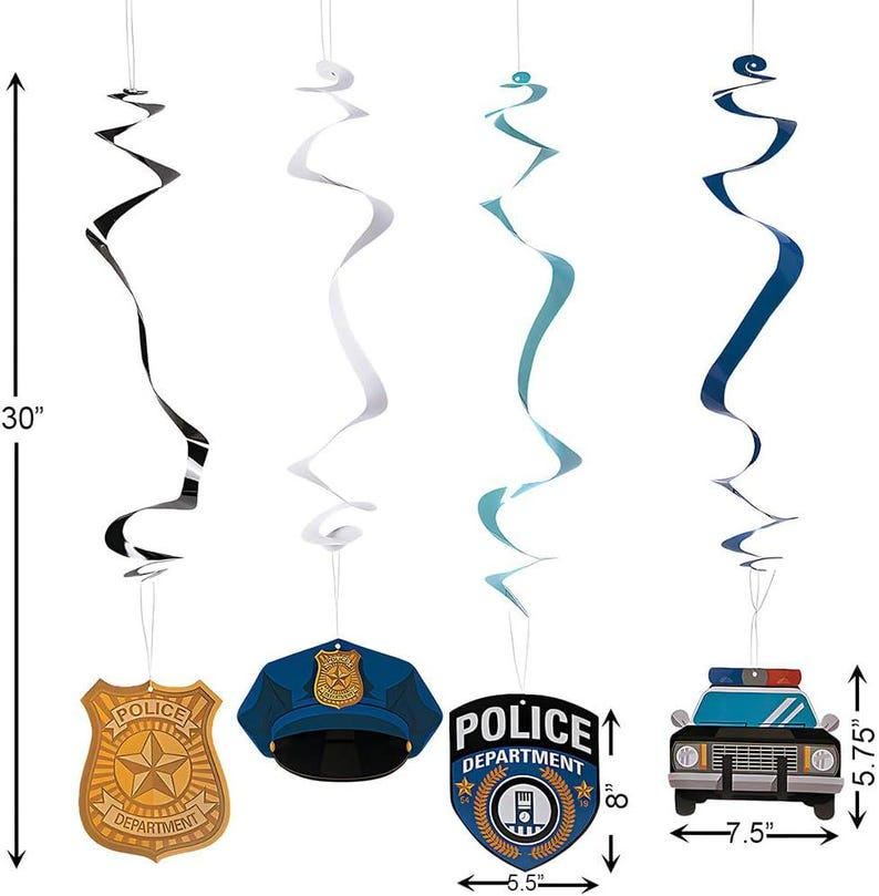 Police Party Hanging Swirls - Police Party Decorations - Birthday Party ...