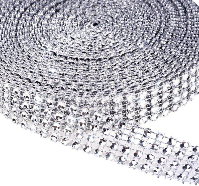 4 Row 10 Yard Acrylic Rhinestone Diamond Ribbon for Wedding Cakes ...