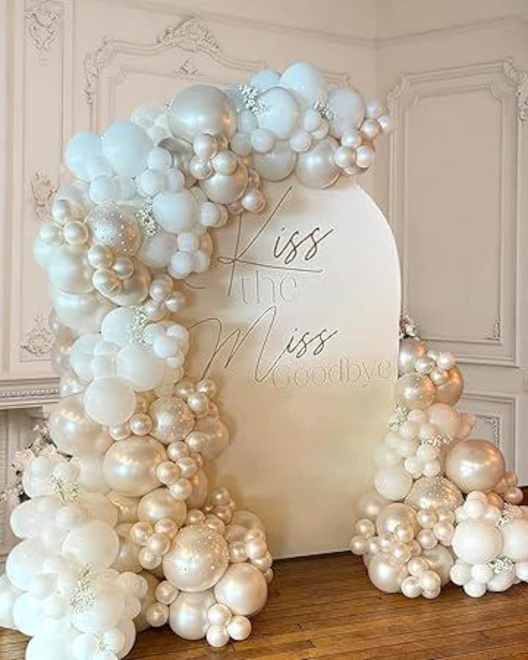 Pearl White Balloon Garland Arch Kit 112pcs Pearl Sand White Double ...