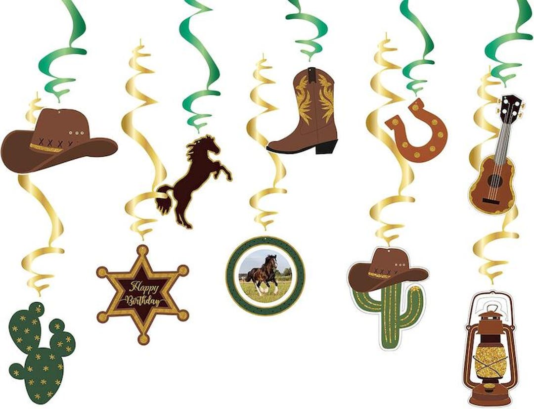 Western Cowboy Party Swirls Streamers - Western Theme Birthday Hanging ...