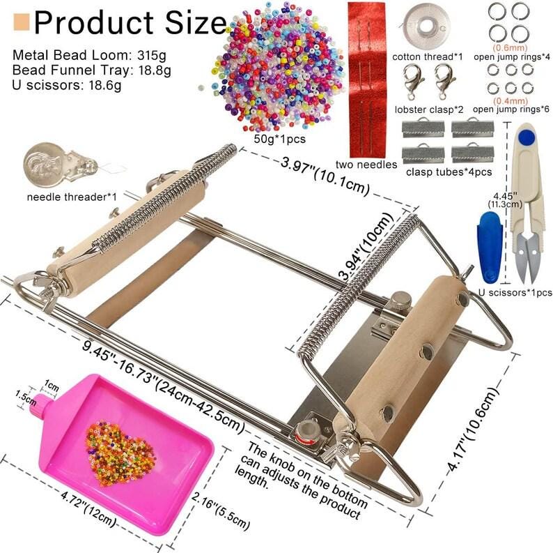 Adjustable Bead Loom Kit With Seed Beads, Large Eye Curved Beading ...