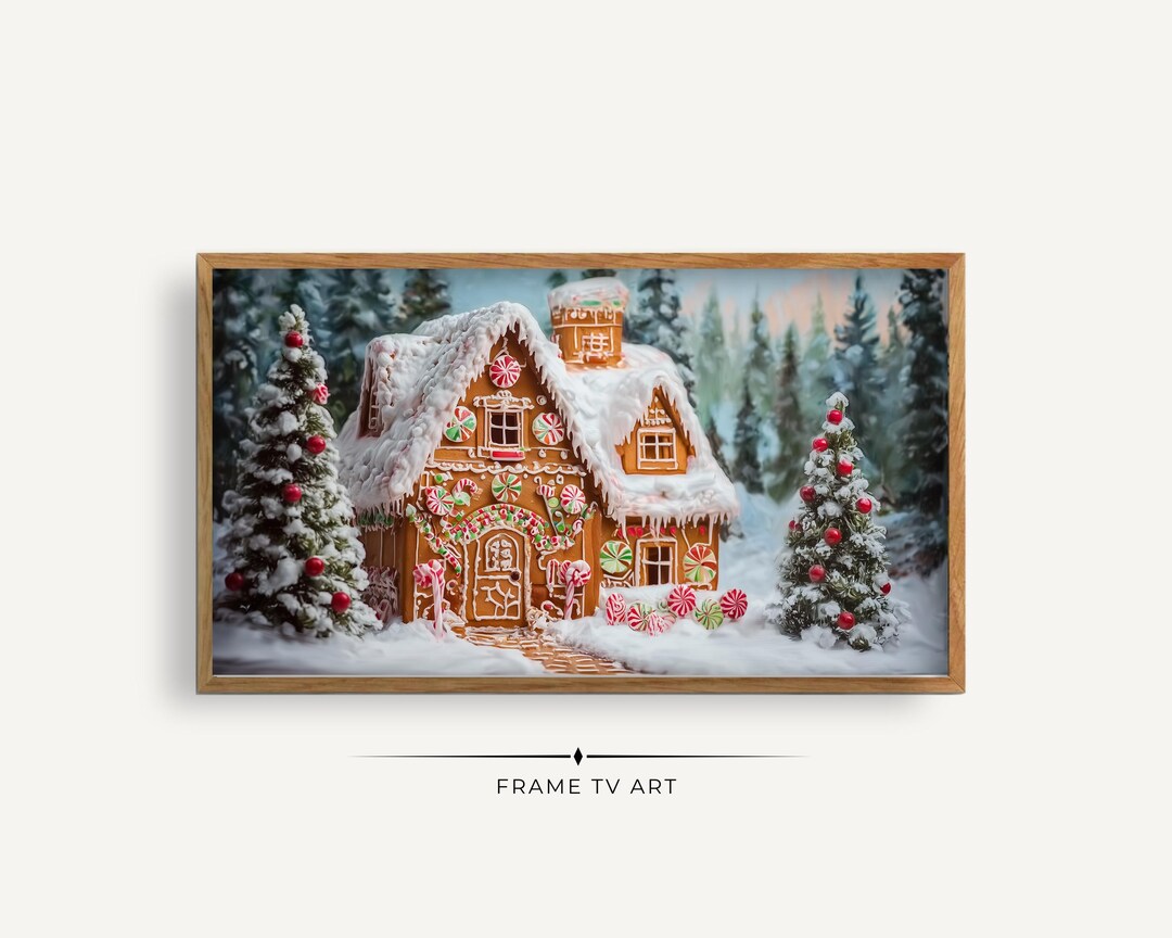 Gingerbread House Digital, Christmas Scene, Winter Holiday, Festive ...