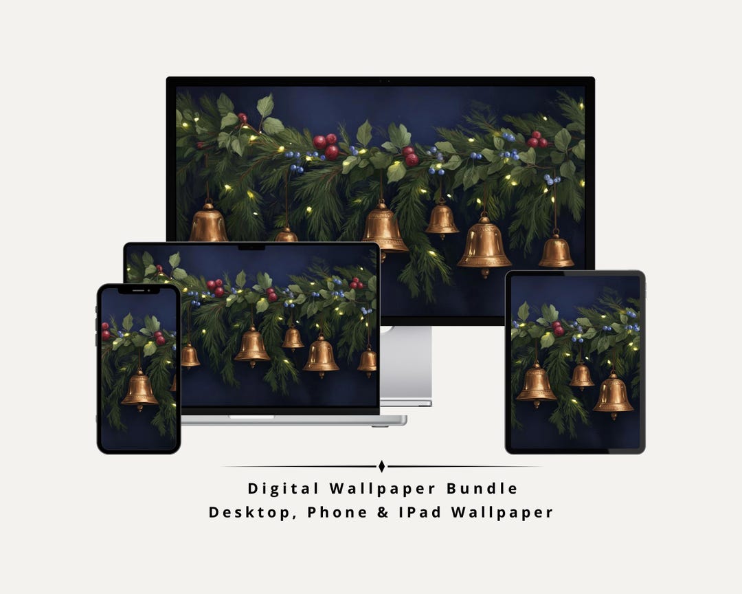 Christmas Digital Wallpaper Bundle - Desktop, Iphone, iPad Wallpaper ...