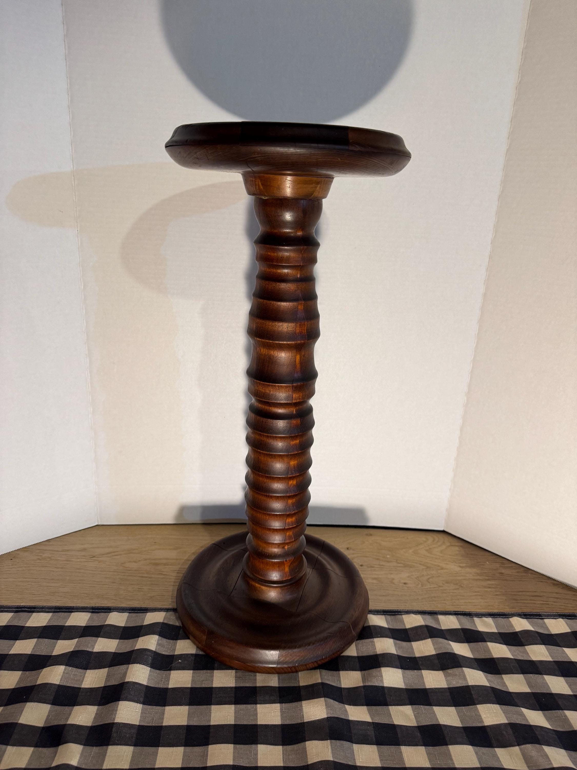 1960s Carved Wood Pillar Ashtray/plant Stand/candle Holder Farmhouse ...