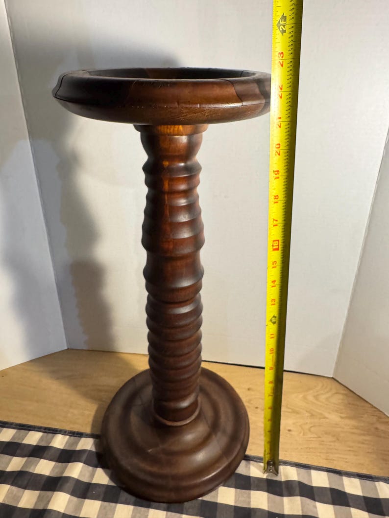 1960s Carved Wood Pillar Ashtray/plant Stand/candle Holder Farmhouse ...